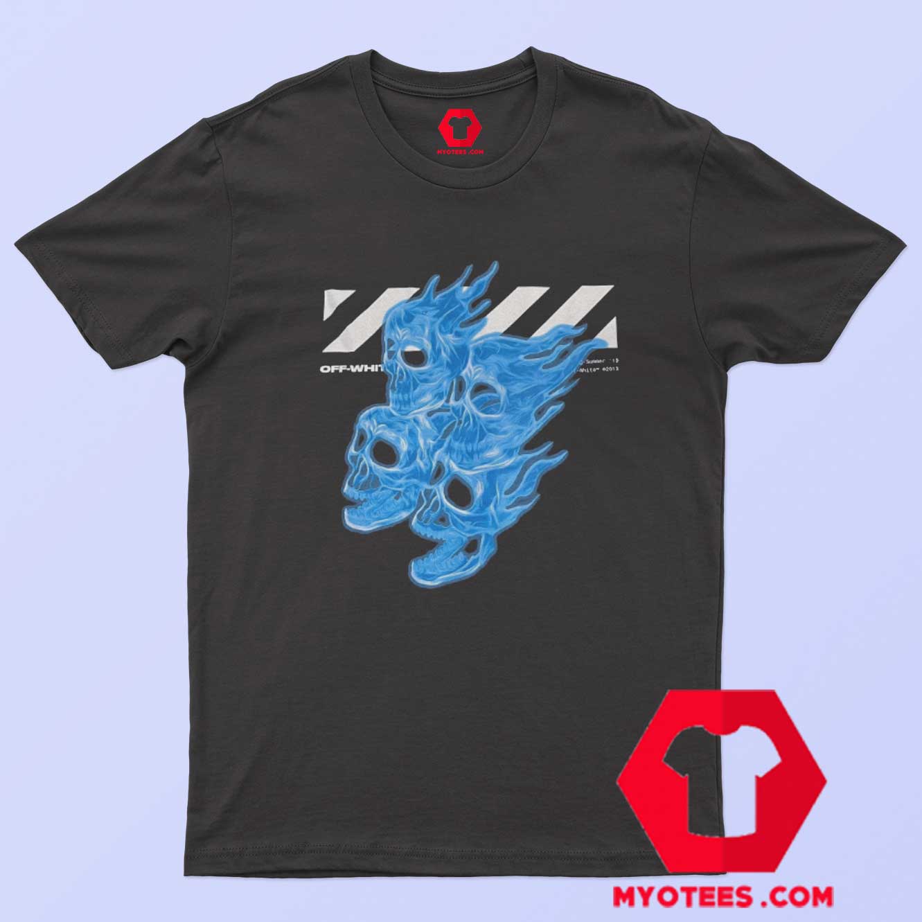 Cool Off White Skull Blue Flame Unisex T-Shirt - myotees.com