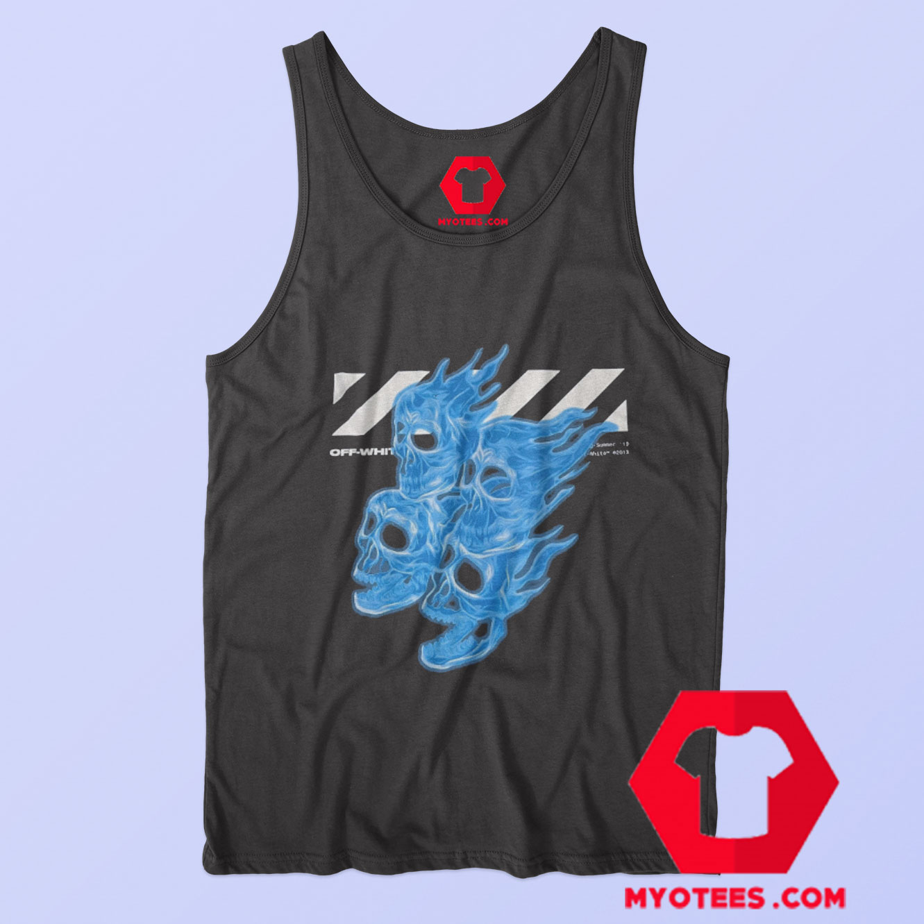 Cool Off White Skull Blue Flame Unisex Tank Top - myotees.com