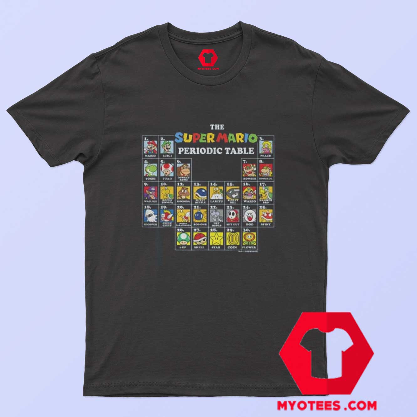 Super Mario Periodic Table Of Characters T-Shirt - myotees.com